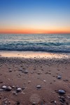 Blue and Gold Sunset with Beach Pebbles – Snap Happy Gal Photography